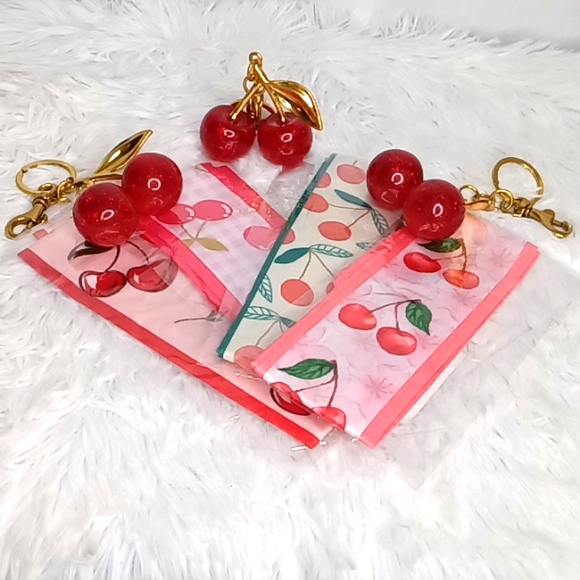 Accessories | Glitter Cherry Charm Keychain With Twilly For Bags | Poshmark